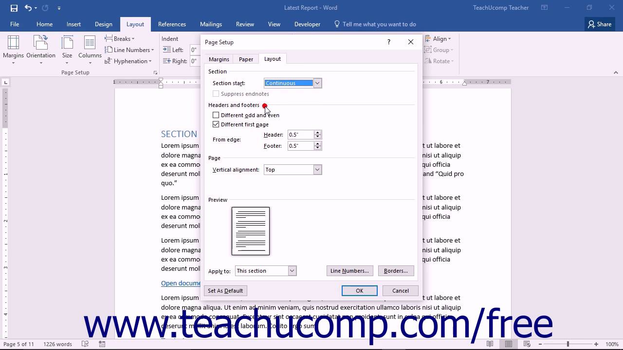 Word 2016 Tutorial Layout Settings Microsoft Training