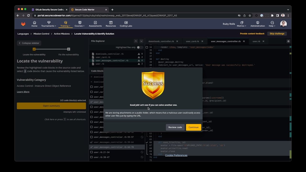 GitLab Secure Code Training with Secure Code Warrior