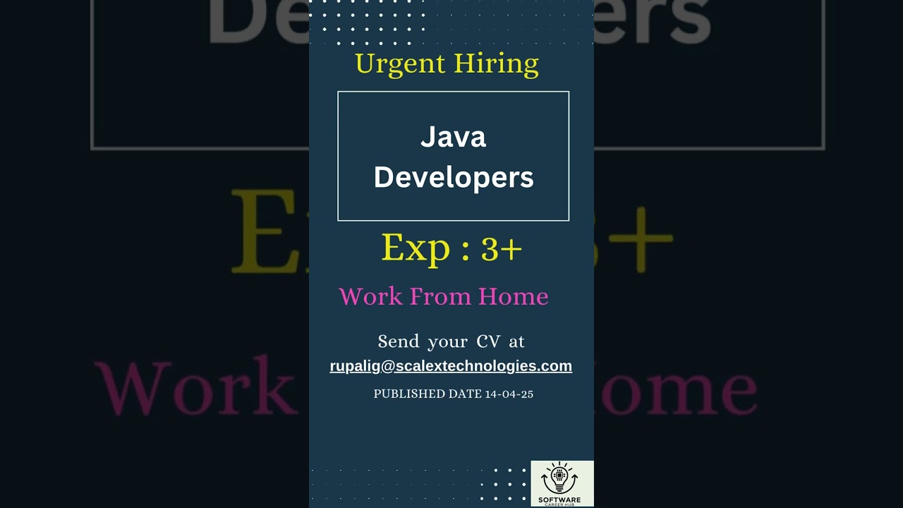 Java Developer Work from Home #coding #javaee #softwaredeveloper #software #hiring #opportunity