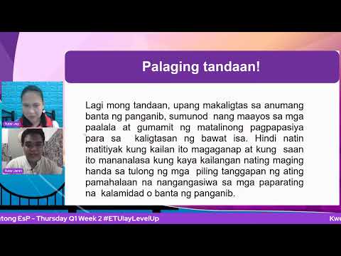 Kwentong EsP - Thursday Q1 Week 2 #ETUlayLevelUp