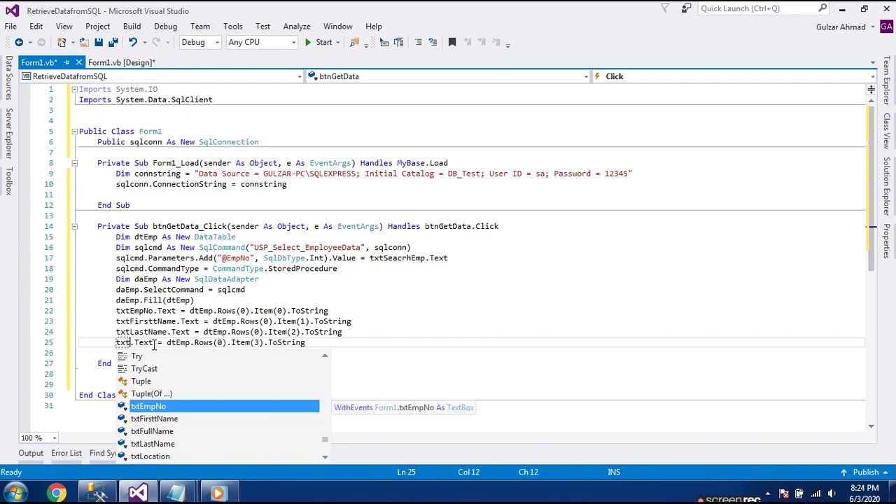 VB.NET and SQL Server - How To Select/Retrieve/Get Data From SQL Server Database using Vb.net
