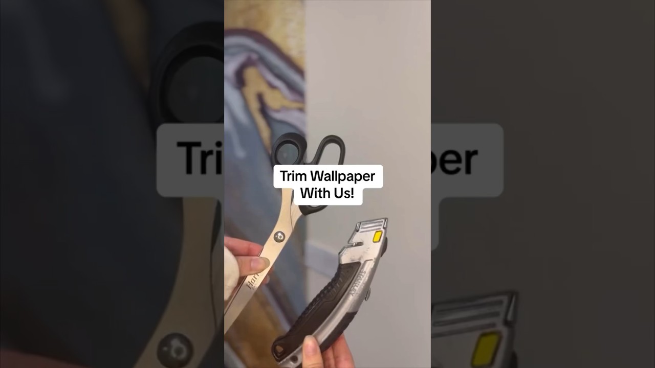 How to trim wallpaper for your next DIY wallpaper mural installation ✂️ #shorts #wallpaper #interior
