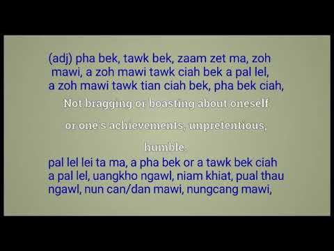modest meaning in English Ngawn