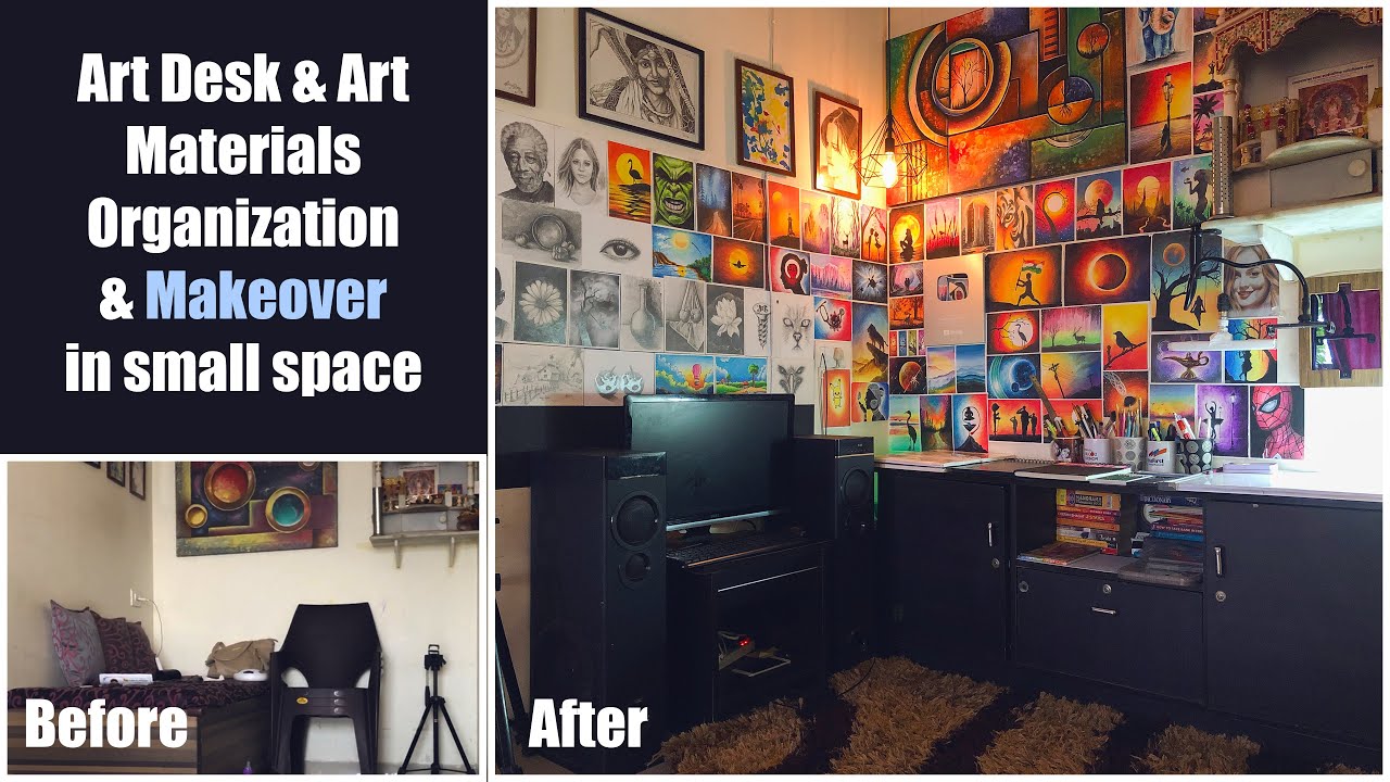Studio Setup in Small Space | Art Desk & Art Materials Organization