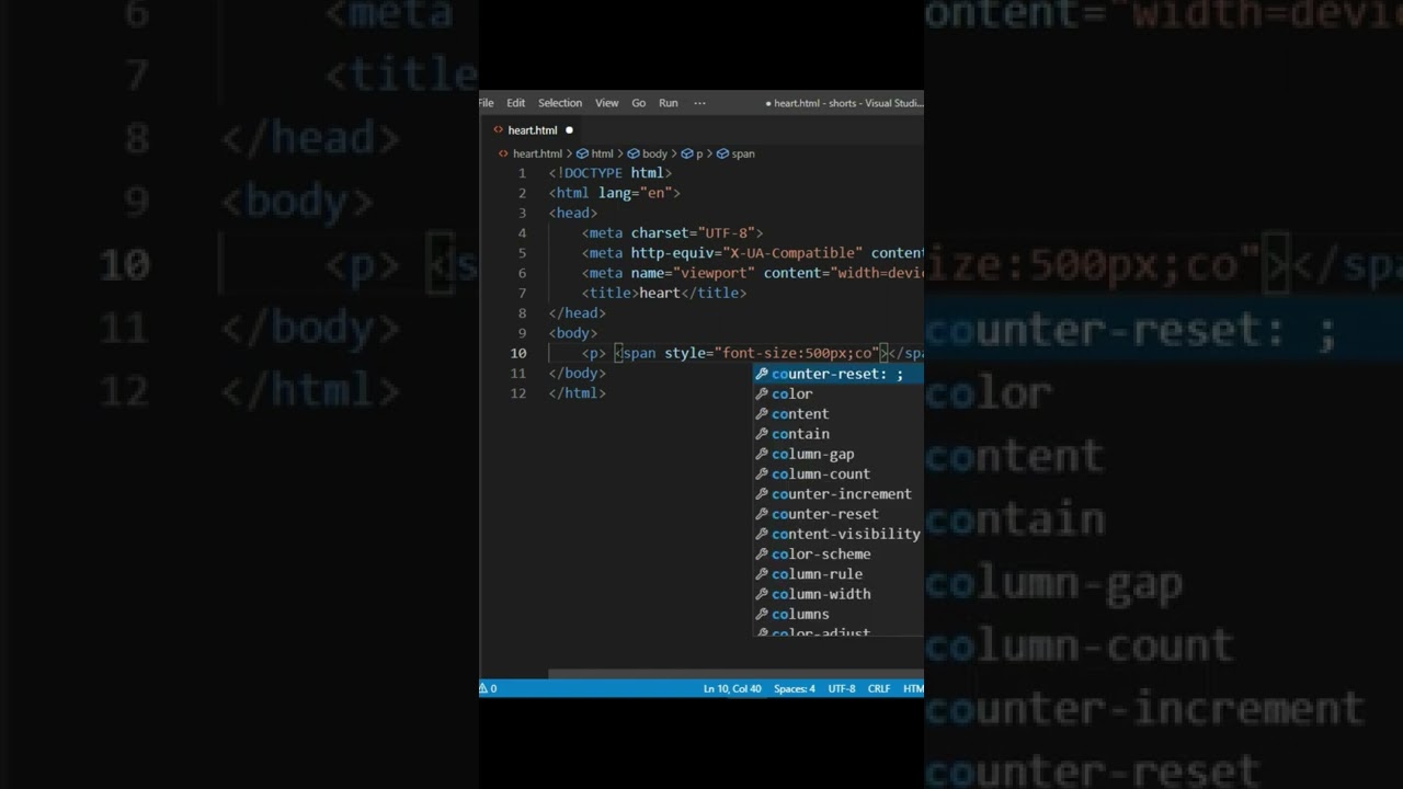 Creating heart in html #shorts #html #webdesigner #webdeveloper #css #javascript