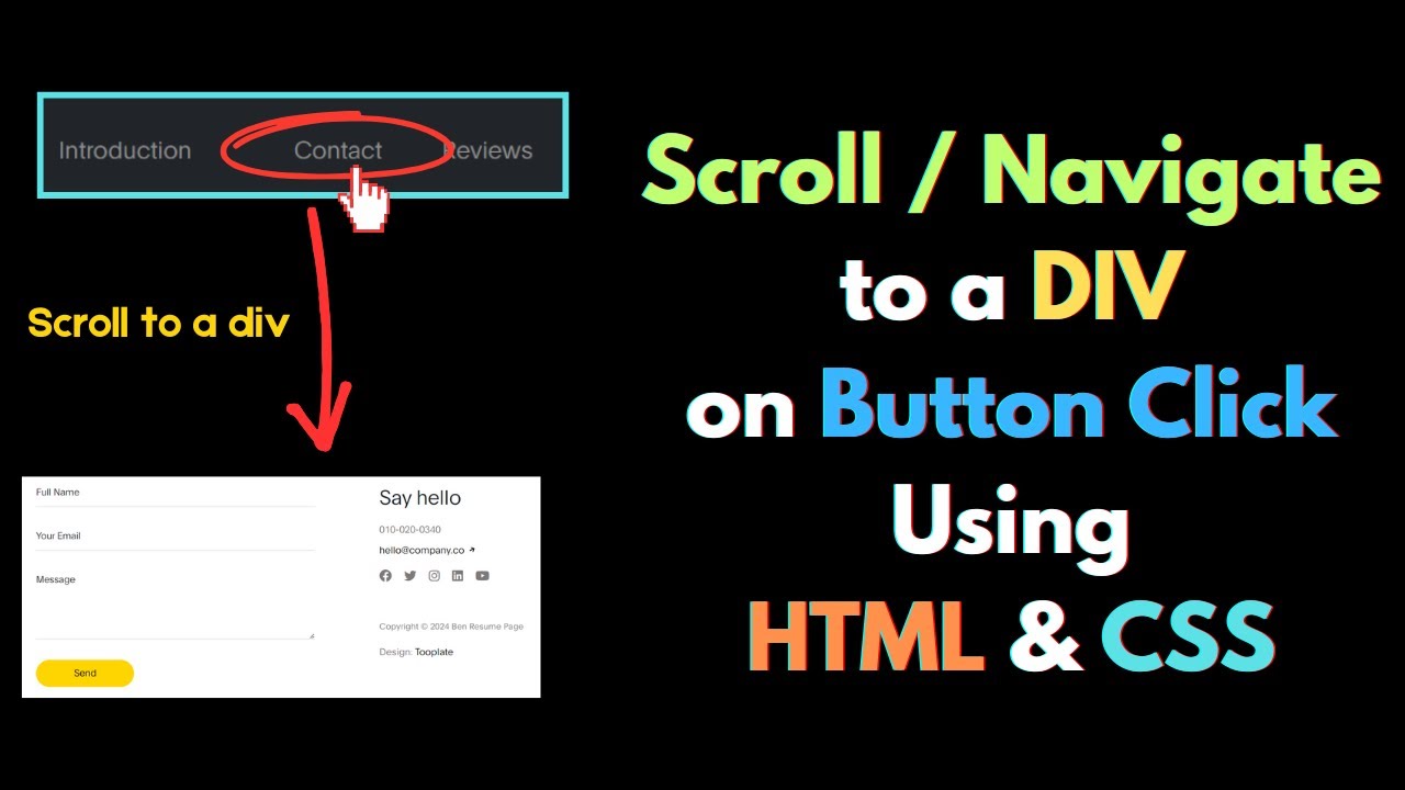 How to Navigate / Scroll Down to a DIV on Button Click using HTML & CSS