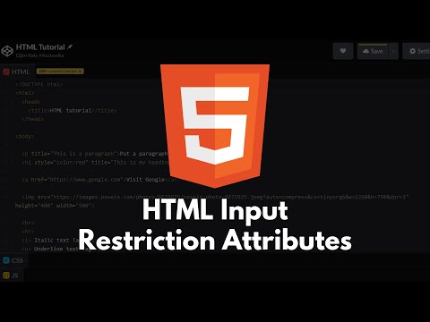 HTML Tutorial #26 - HTML Input Restrictions | 11 Attributes To Use With Input Tag
