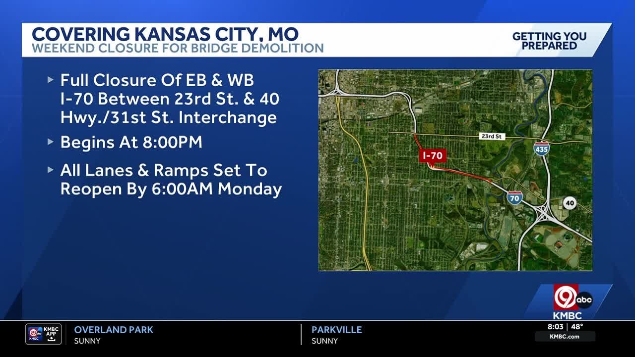 Major closures on I-70 will impact weekend traffic in Kansas City