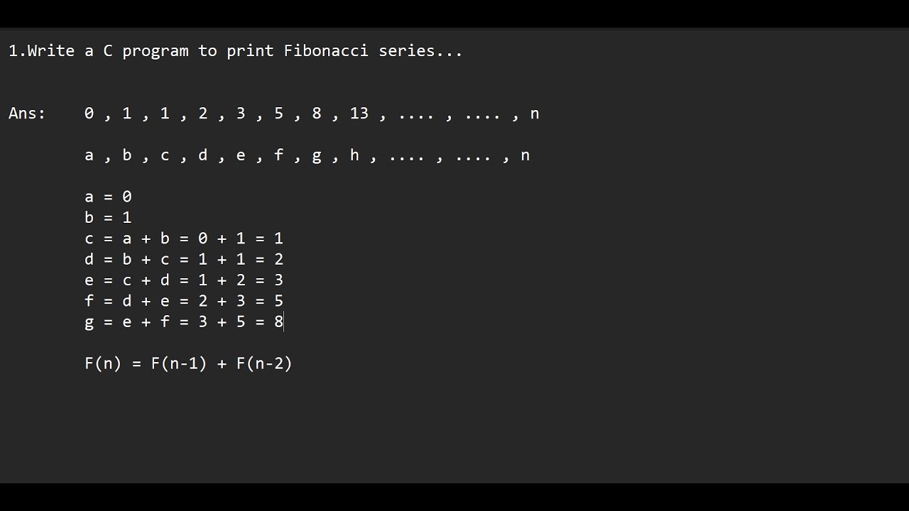 C program to print Fibonacci Series.