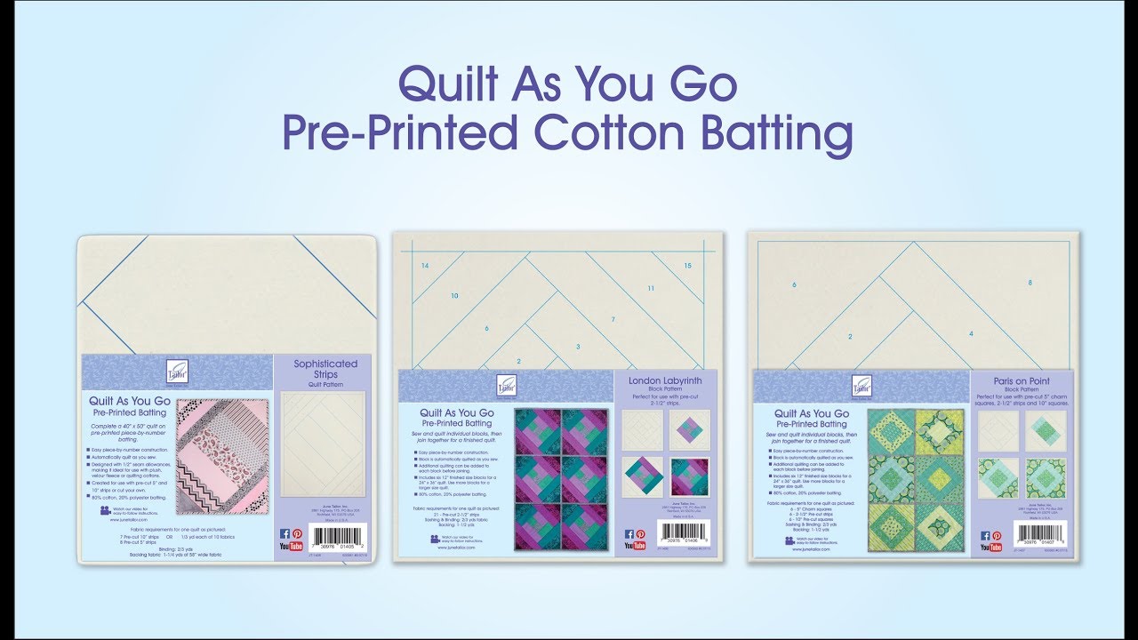 Quilt As You Go, Pre-Printed Cotton Batting