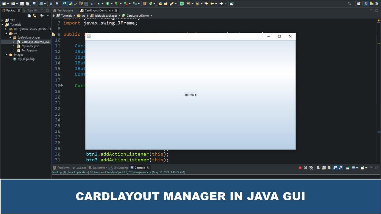 Java GUI Crash Course Tutorial #12   CardLayout in Java GUI