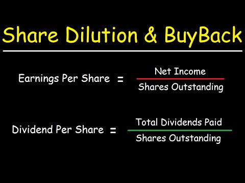 Effect of Share Dilution & Stock BuyBack on EPS - Earnings Per Share, Dividend Per Share & P/E Ratio