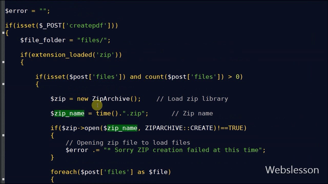 How to Create Zip File using PHP Code