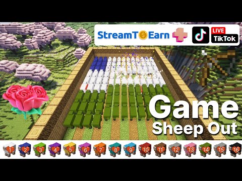 Minecraft interactive game for TikTok Live. "Sheep Out" - colored sheep, TNT Arrows, Bow, Hunt