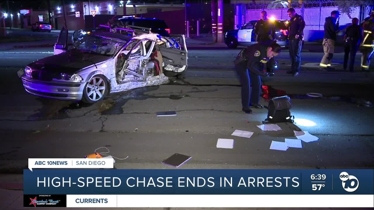 Chase in Barrio Logan ends in crash, 2 arrests