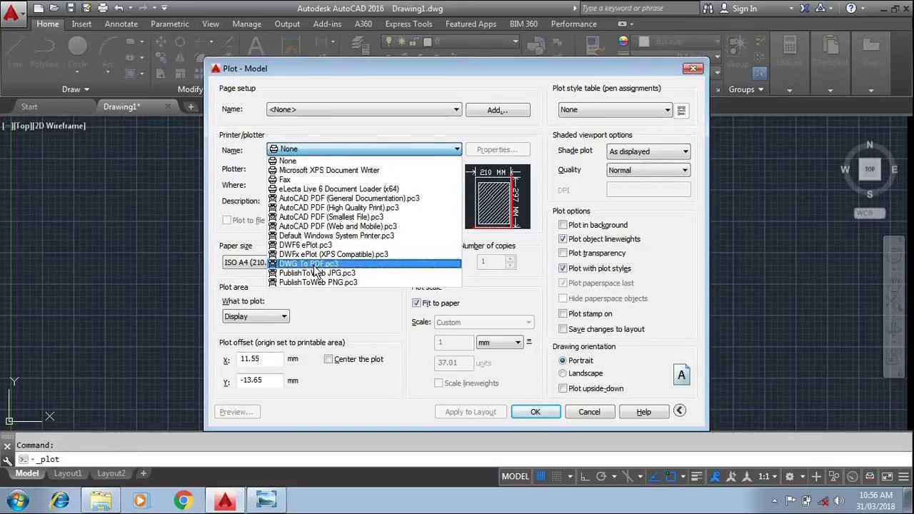How to convert autocad file into Pdf(Plotting/printing)