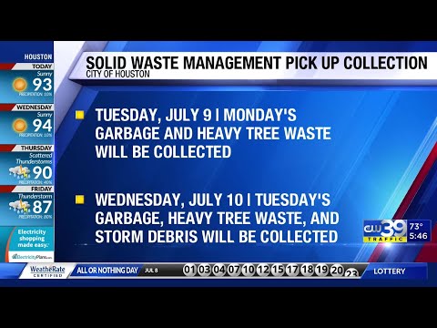 Houston trash management and collection rescheduled post hurricane | CW39 Houston