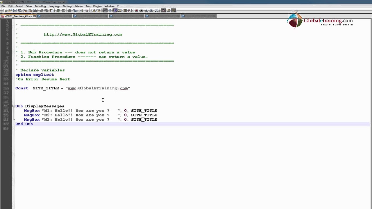 VB Scripting - Using Procedures - Part 1
