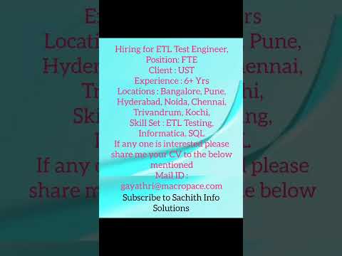 Hiring for ETL Test Engineers #jobs #testingjobs