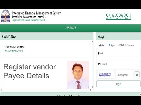 How to add vendor / Person or Register Payee detail in SNA Sparsh (HimKosh)