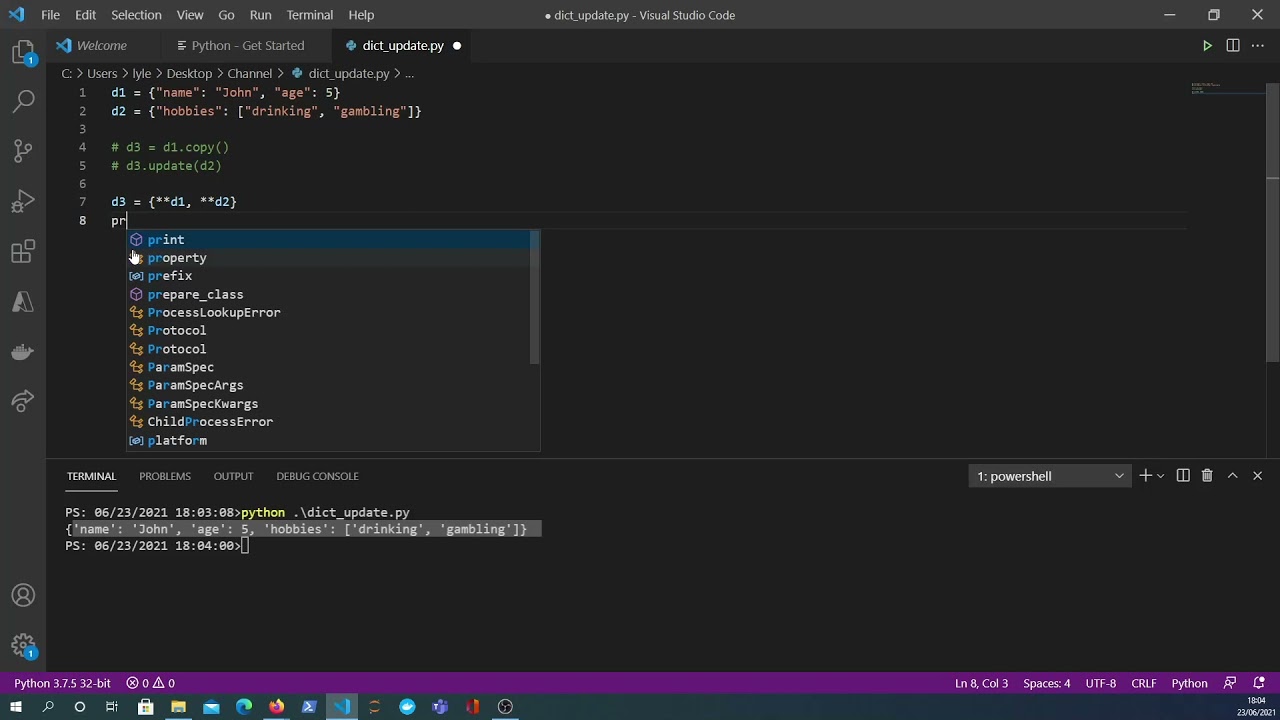 Python 3.9 - dictionary union operator