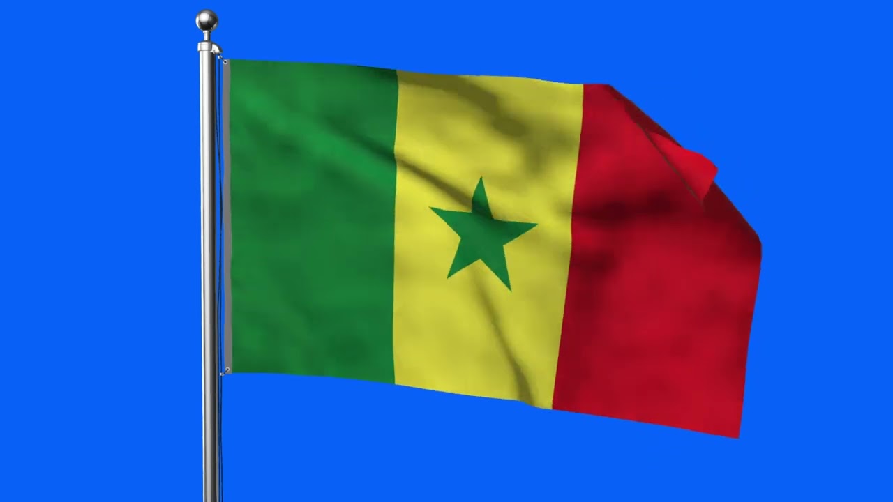 SENEGAL FLAG ANIMATION GREEN SCREEN (4K LOOP VIDEO)