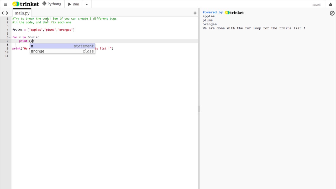 Breaking Code - For Loops (pythonmc.org)