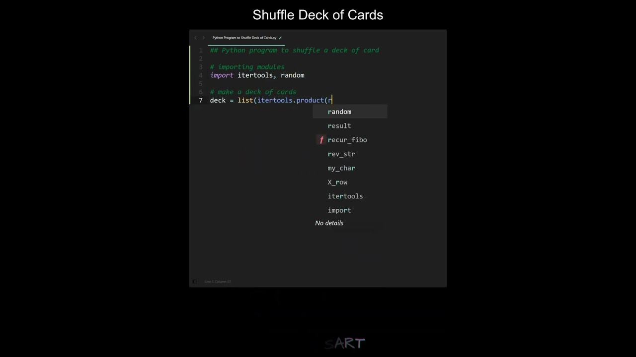 Shuffle Deck of Cards in Python | Python Examples | Python Coding Tutorial | Python Coding Interview