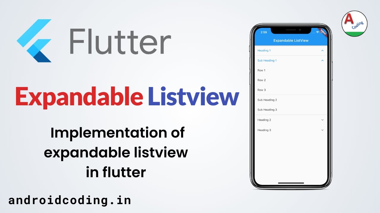 Flutter : Expandable listview tutorial for beginners | flutter coding