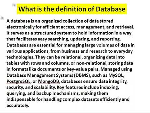 what is the definition of database