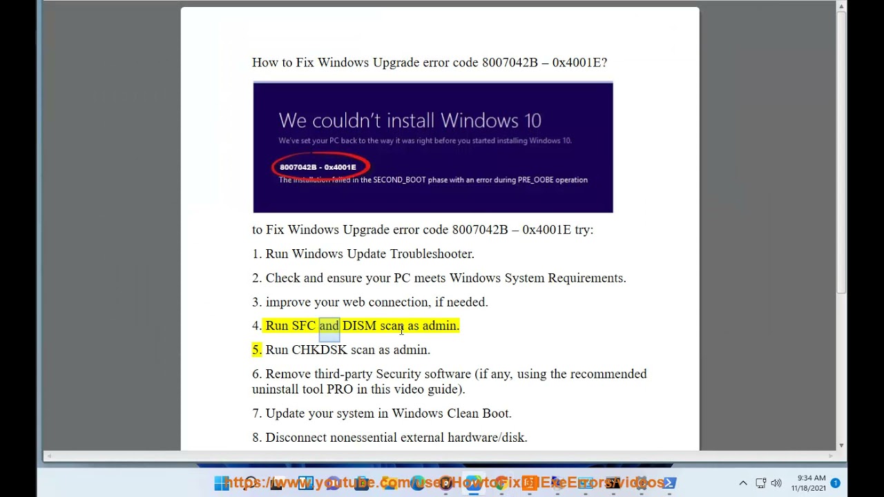 Fix Windows Upgrade error code 8007042B - 0x4001E