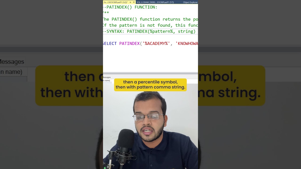 PATINDEX () Function in SQL Server with Practical Example