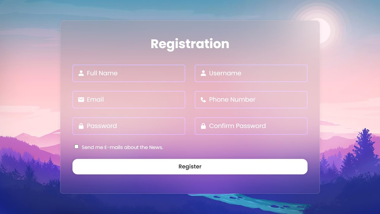 Create Responsive Registration Form with HTML & CSS | Step by Step Tutorial