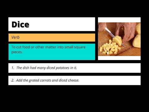 Dice - Verb | Pronunciation | Definition | Examples