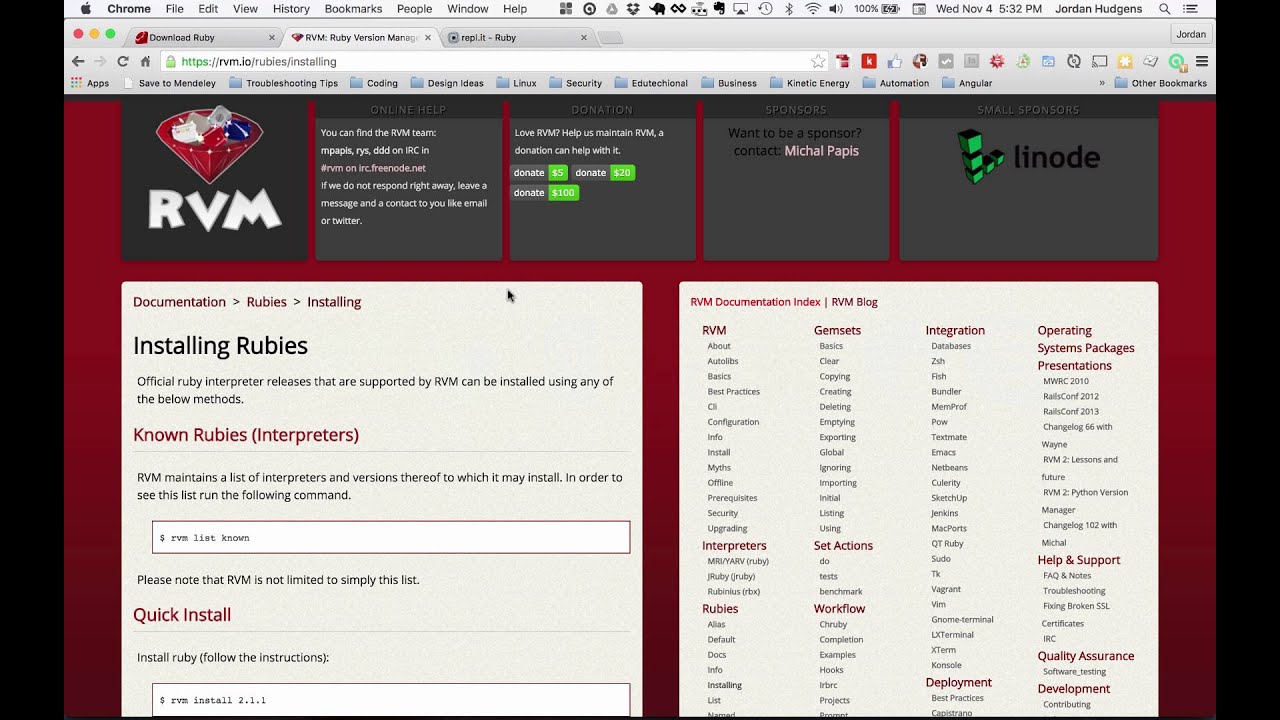 How to install different Ruby versions with RVM