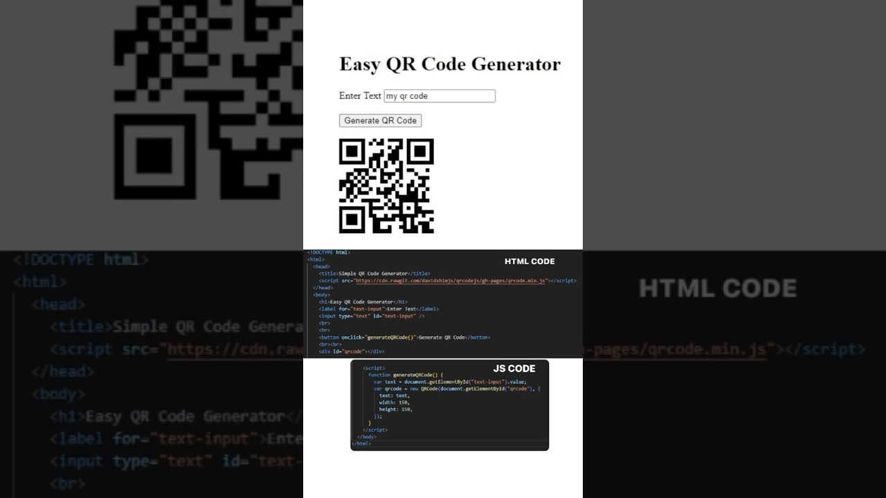 Easy way to generate QR code using HTML & JAVASCRIPT #htmlhacks #htmltutorial