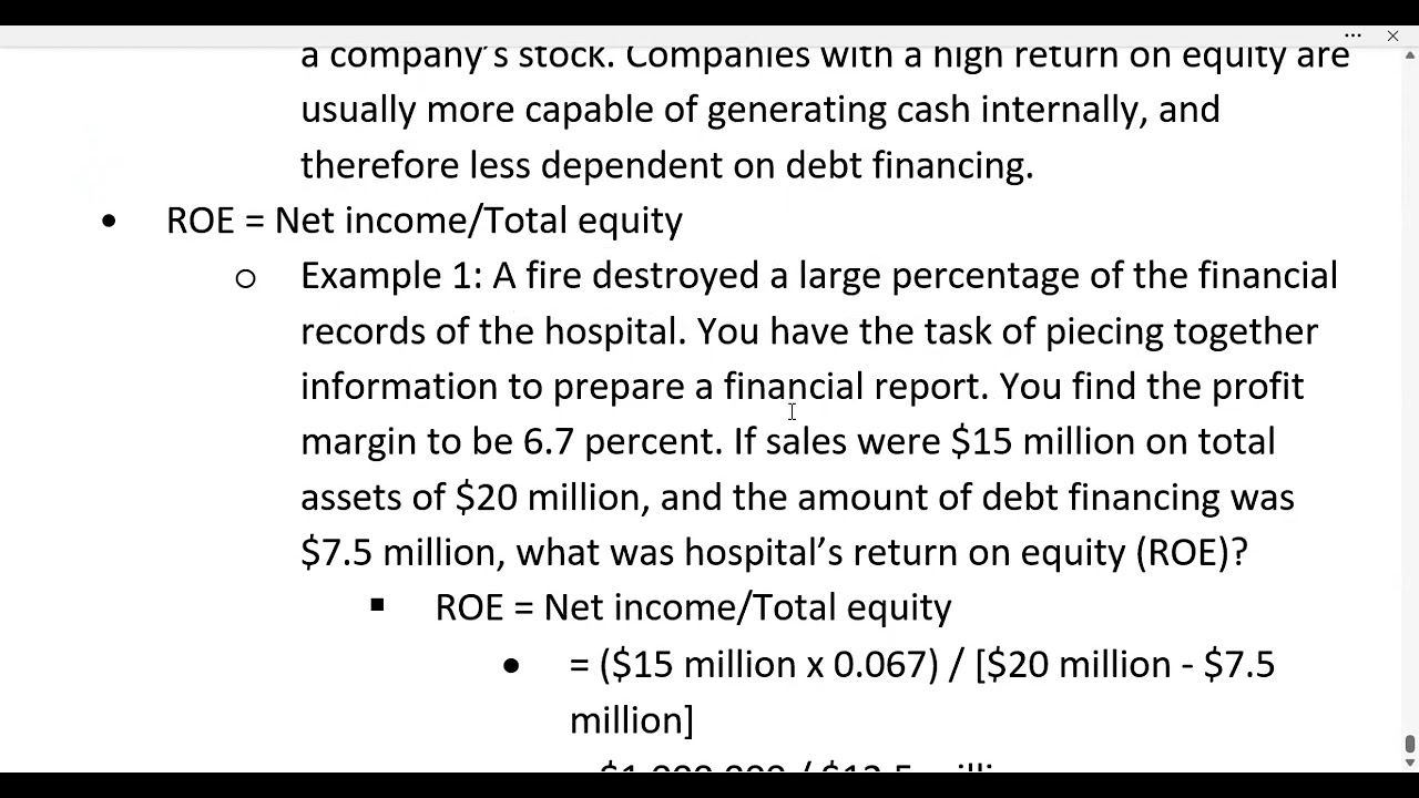 Profitability ratios: Return on Equity (ROE)