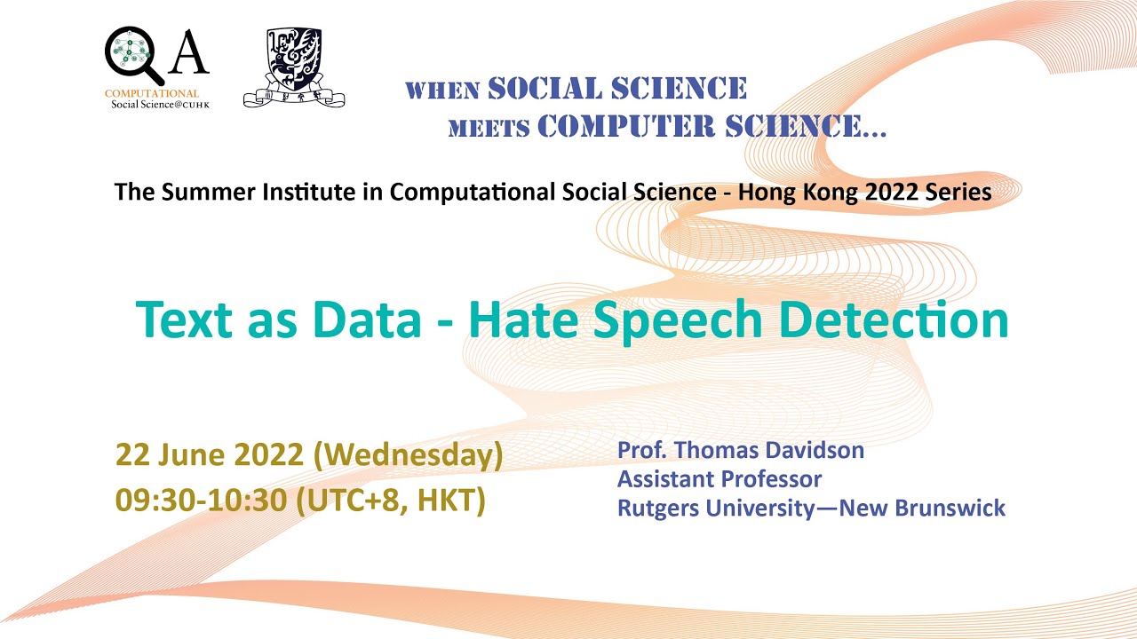 [SICSS-HK 2022] Text as Data - Hate Speech Detection