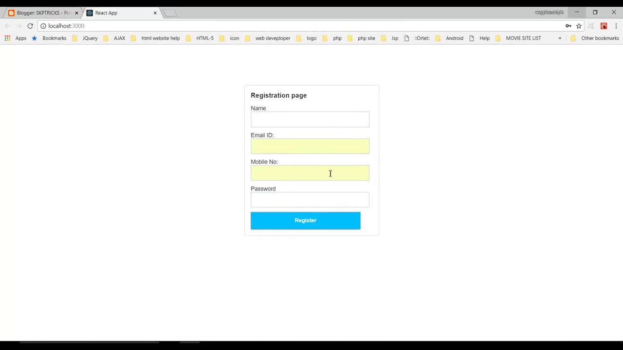 Simple Form Validation In Reactjs Example