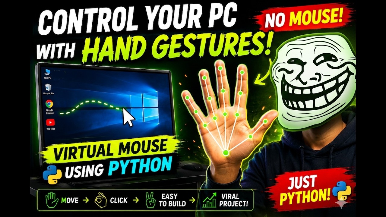 Build a Virtual Mouse Using Hand Gestures in Python 🤯 | Control PC With Your Hand (No Mouse Needed)