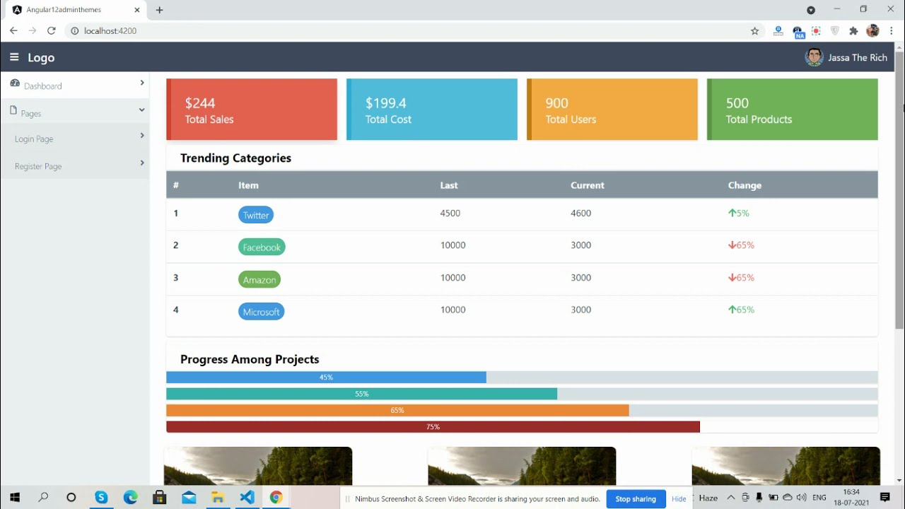 Angular 12 Admin Dashboard Using Tailwind CSS Free Download