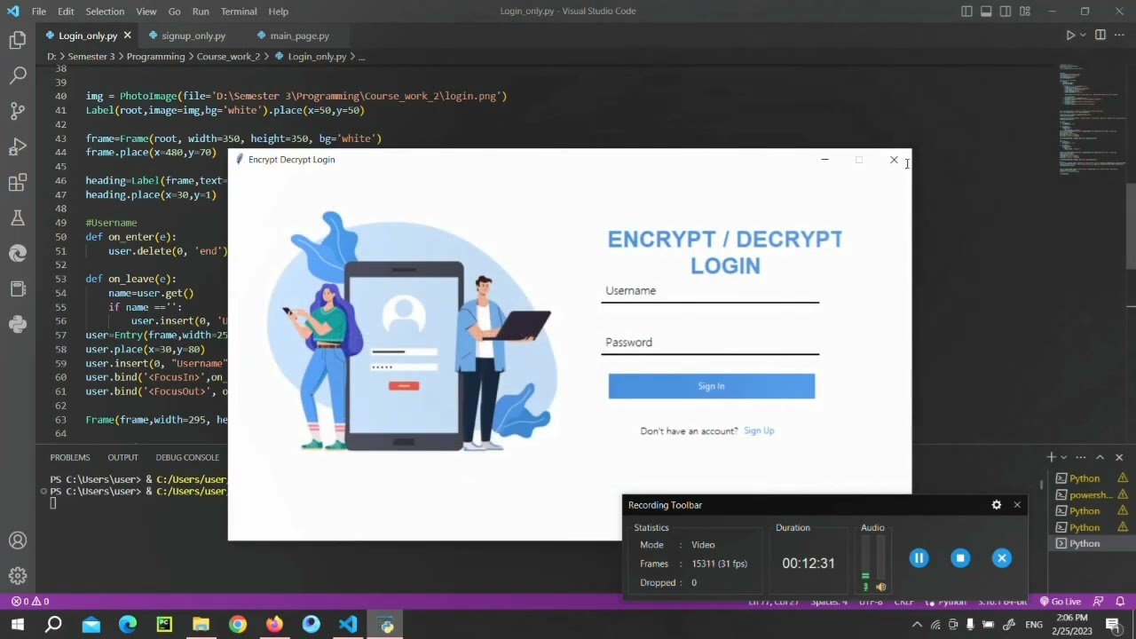 Login system || secret message encryption decryption || python based gui || PYTHON GUI