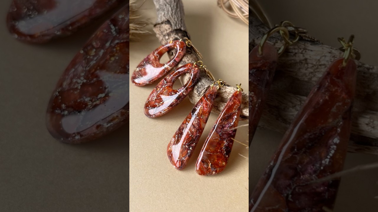 Sunstone Clay Earrings - Mixing Inks, Metal Leaf & Polymer Clay