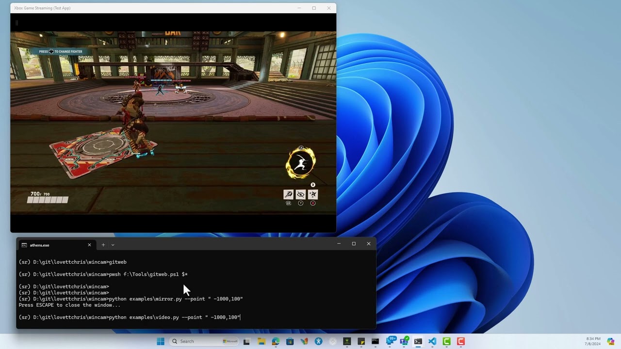 A new python module called wincam for fast screen capture on Windows.