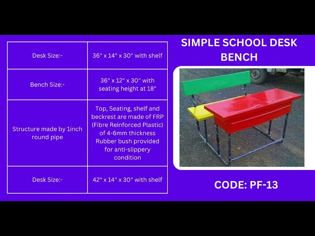 FRP School Desk Bench - FRP Three Seater Desk Bench Manufacturer from ...