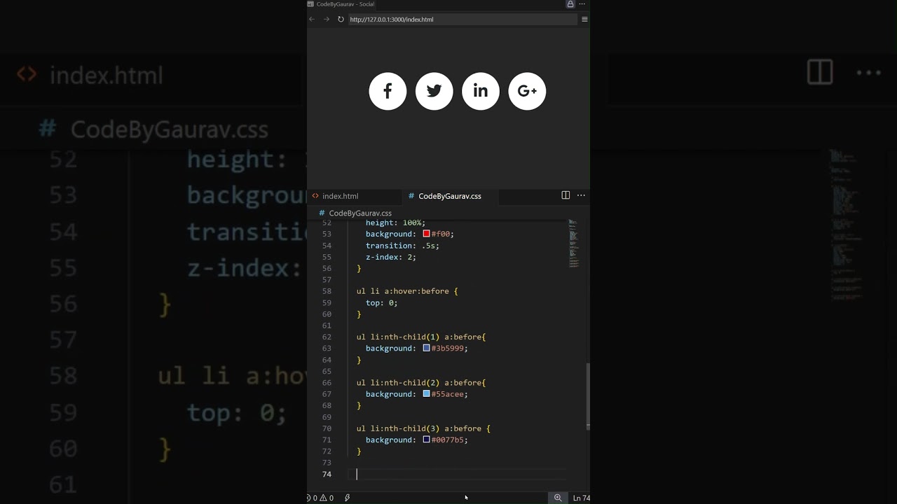 🌐 Social Media Icons with Hover Effects Using HTML & CSS #webdevelopment #coding #hovereffect