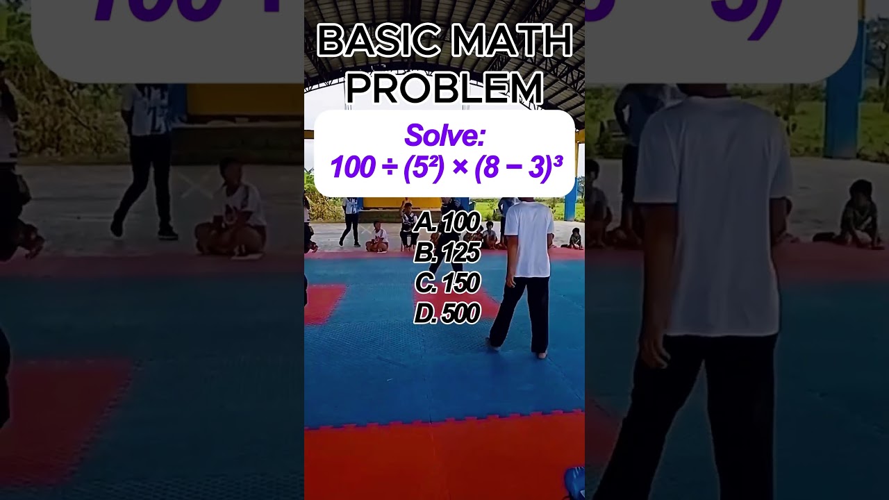 Solve:100 ÷ (5²) × (8 − 3)³A. 100B. 125C. 150D. 500#fypageシ #math #fyp #dailyquiz #mathematics #quiz