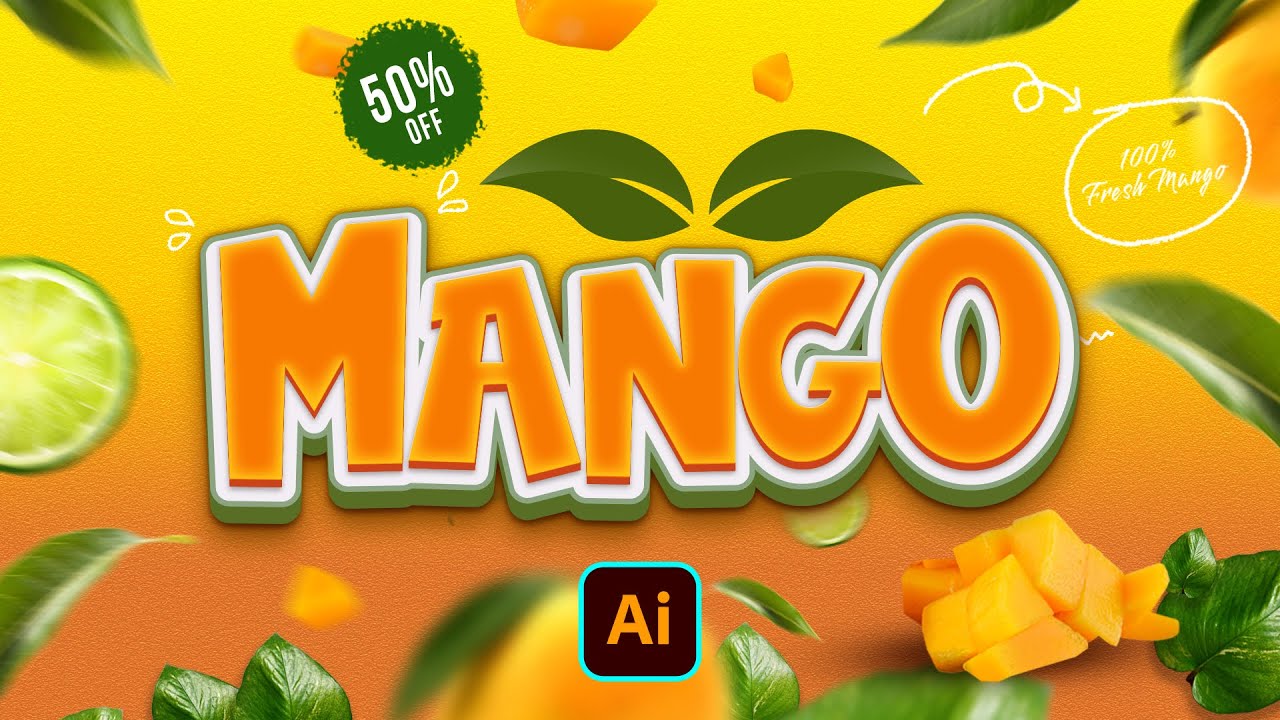Summer Style Premium Text Effect in Illustrator - Mango Text Effect
