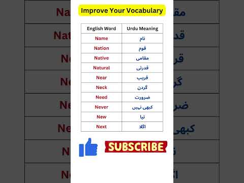 improve your english | "N" letter Vocabulary with urdu meaning