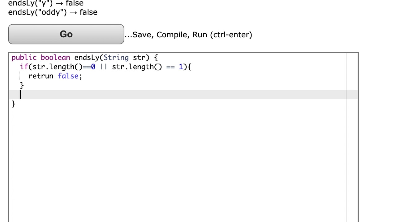 Java: CodingBat– String-1– endsLy